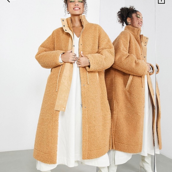 ASOS | Jackets & Coats | Asos Edition Borg Funnel Neck Coat With ...
